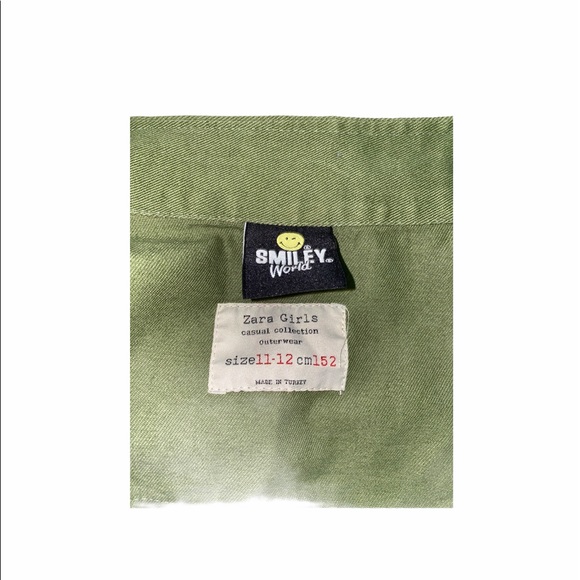 Zara | Jackets & Coats | Zara Army Green Smiley World Jacket | Poshmark